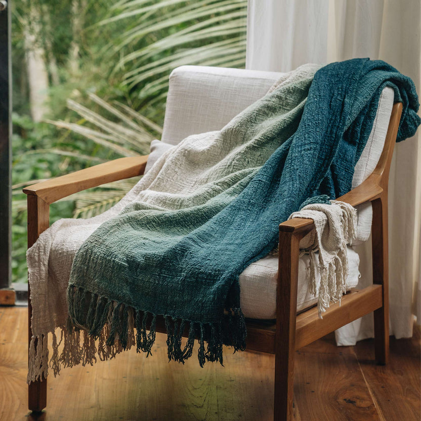 Cotton Ombre Throw | Bedding Blanket | Heveya® Singapore